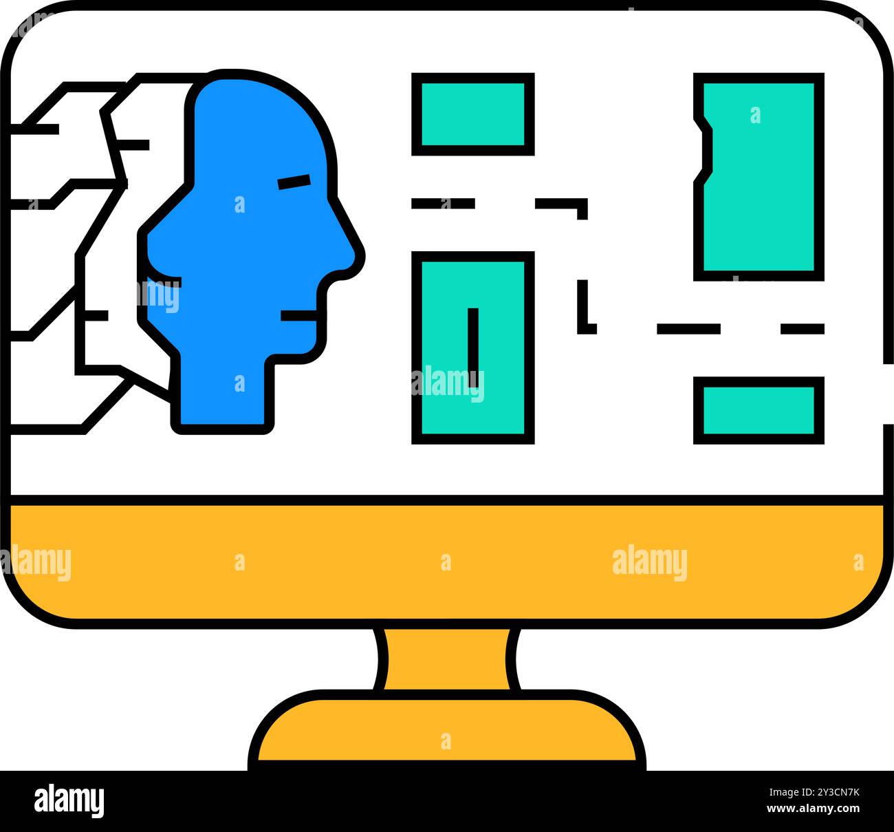 ai routing autonomous delivery icon color illustration Stock Vector ...