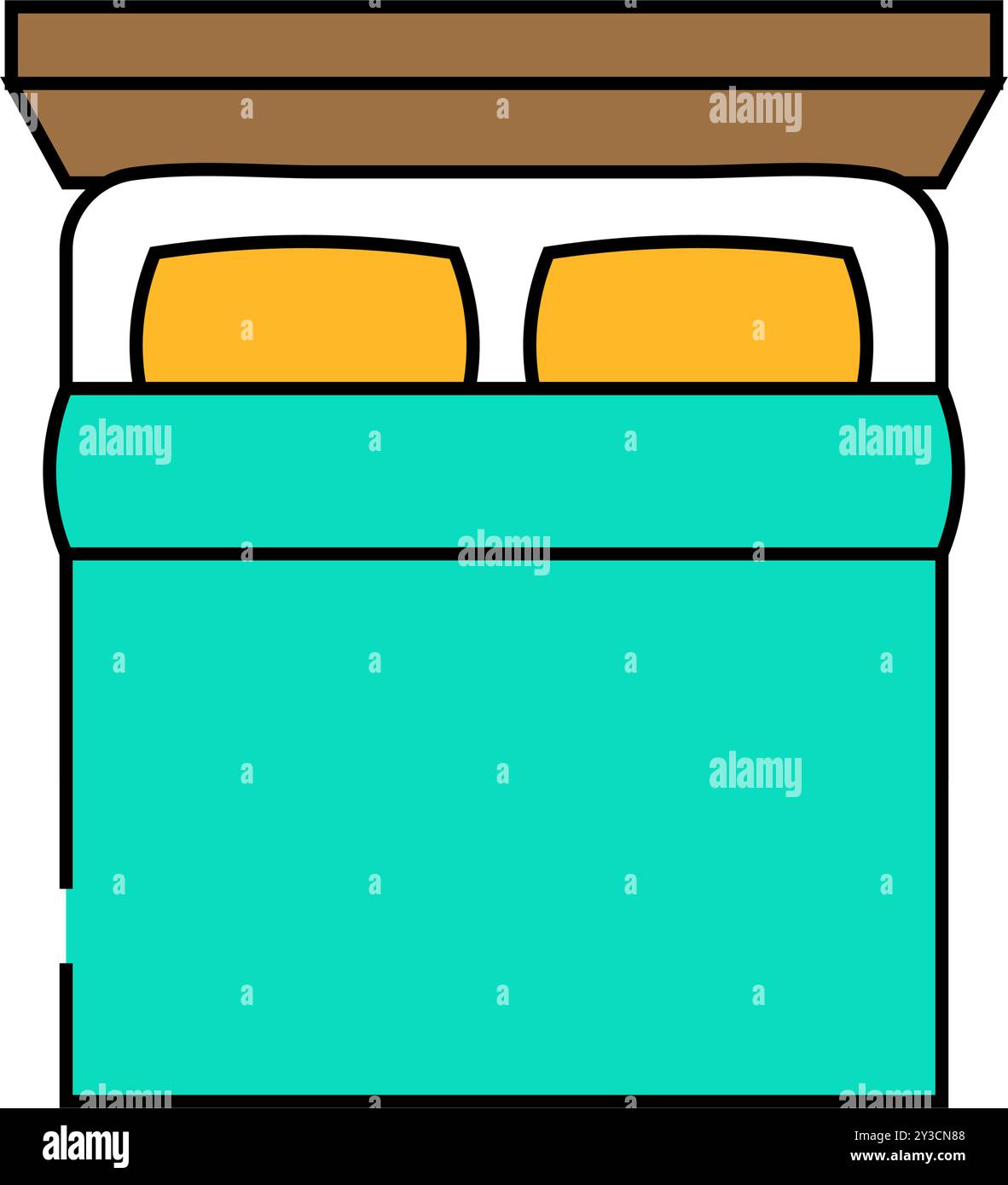 double bed top view icon color illustration Stock Vector Image & Art ...