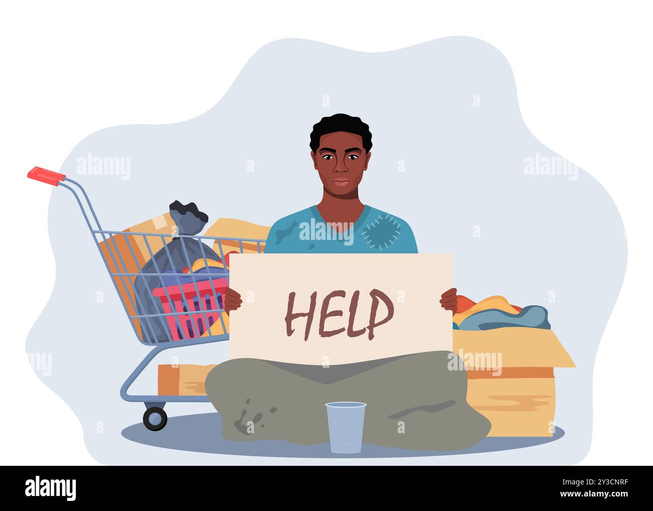 Poor black man Stock Vector Images - Alamy