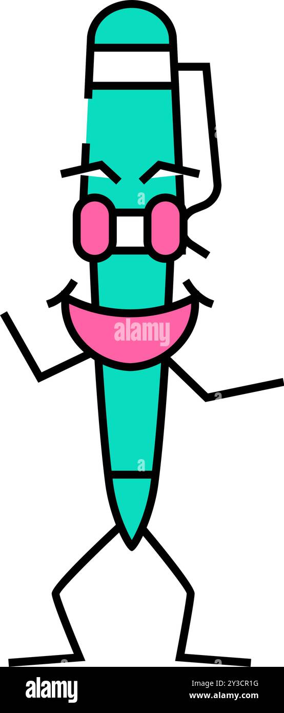 cute pen character icon color illustration Stock Vector Image & Art - Alamy