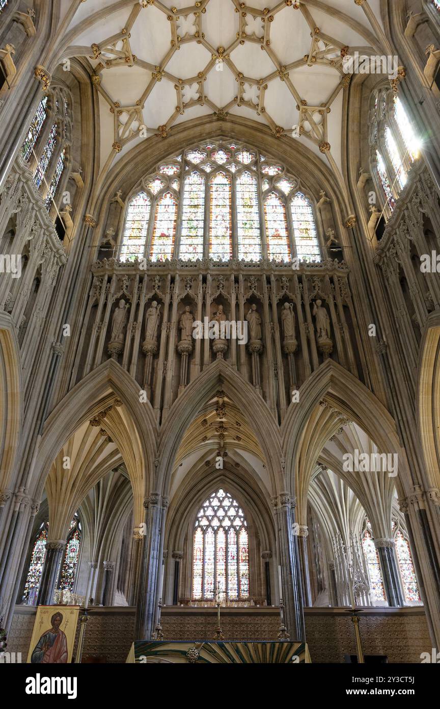 Interior view, Jesse Window, Altar, Wells Cathedral, Wells, England ...