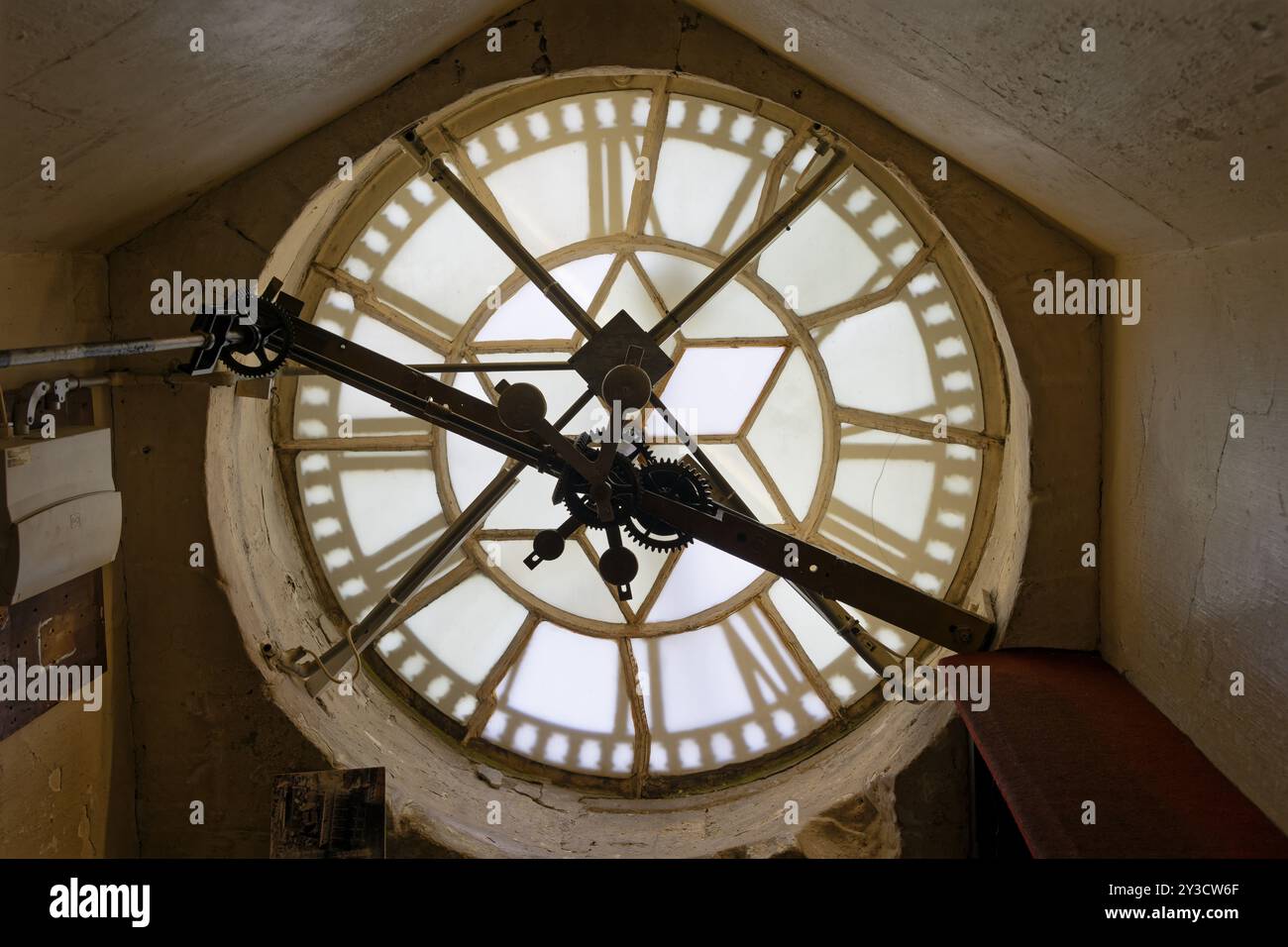 Interior view, drive, clock, tower, Bath Abbey, Bath, England, Great ...
