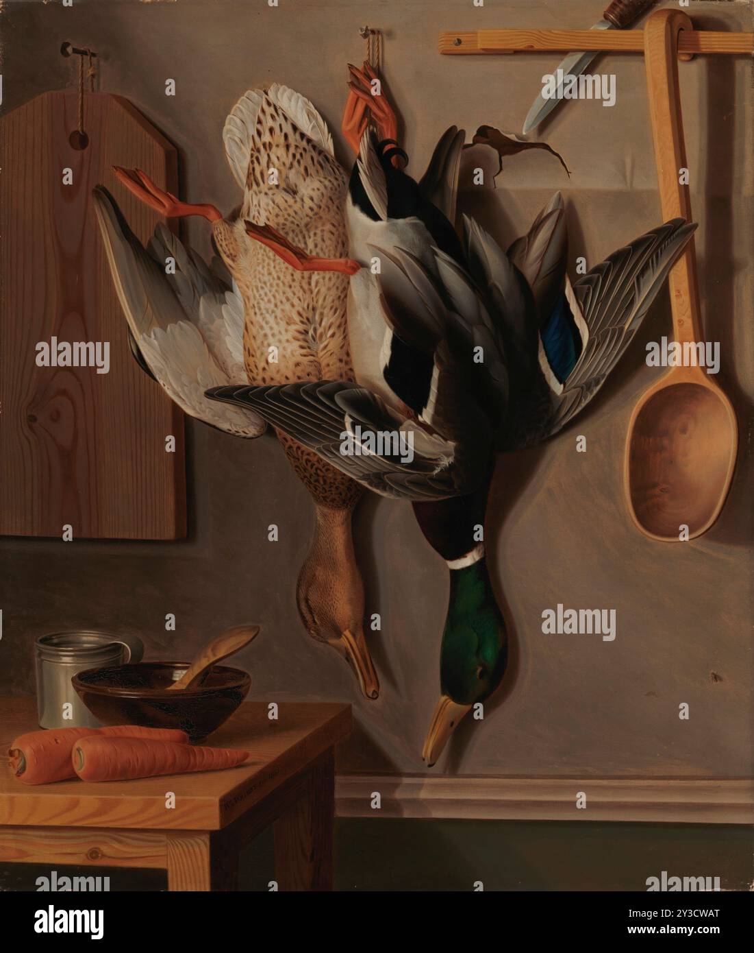 Hanging Wild Ducks; Hanging Wild Ducks, Still Life, 1851 Stock Photo ...