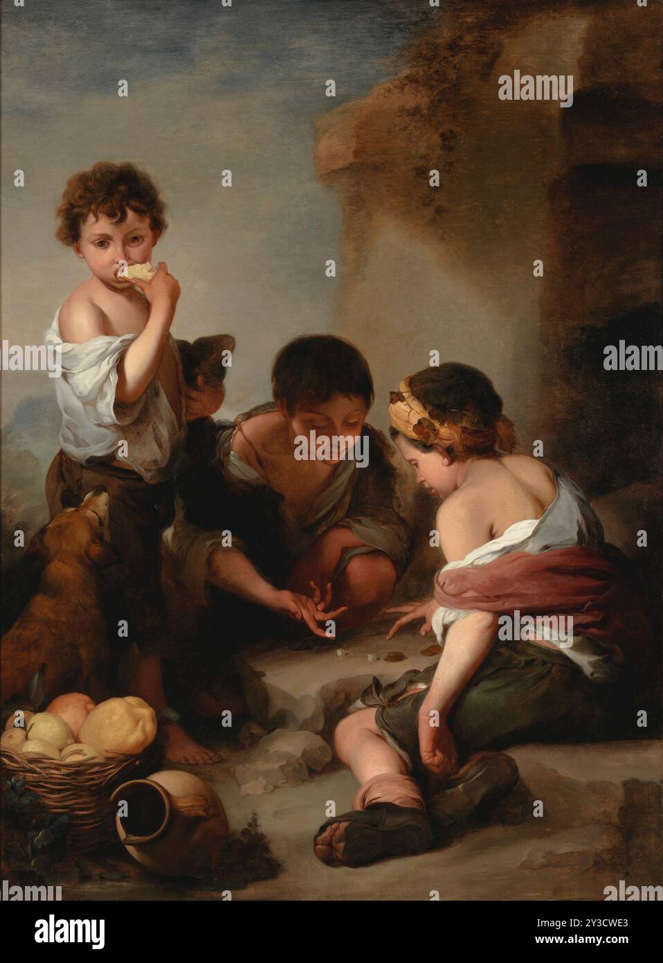 Beggar boys playing with dice, 1842-1866. Copy after Murillo Stock ...