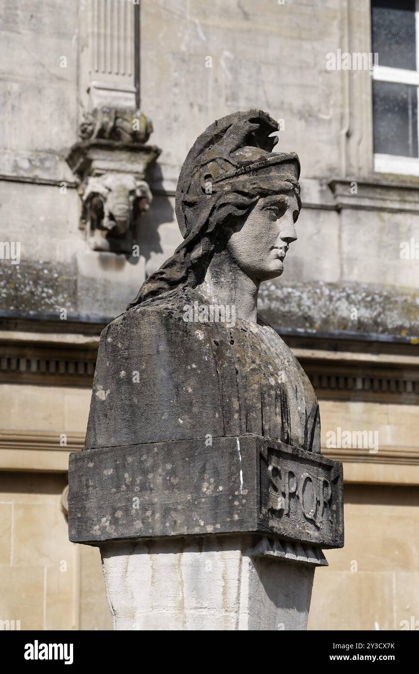 Sculpture, Terrace, Great Bath, The Roman Baths, Bath, England, Great ...