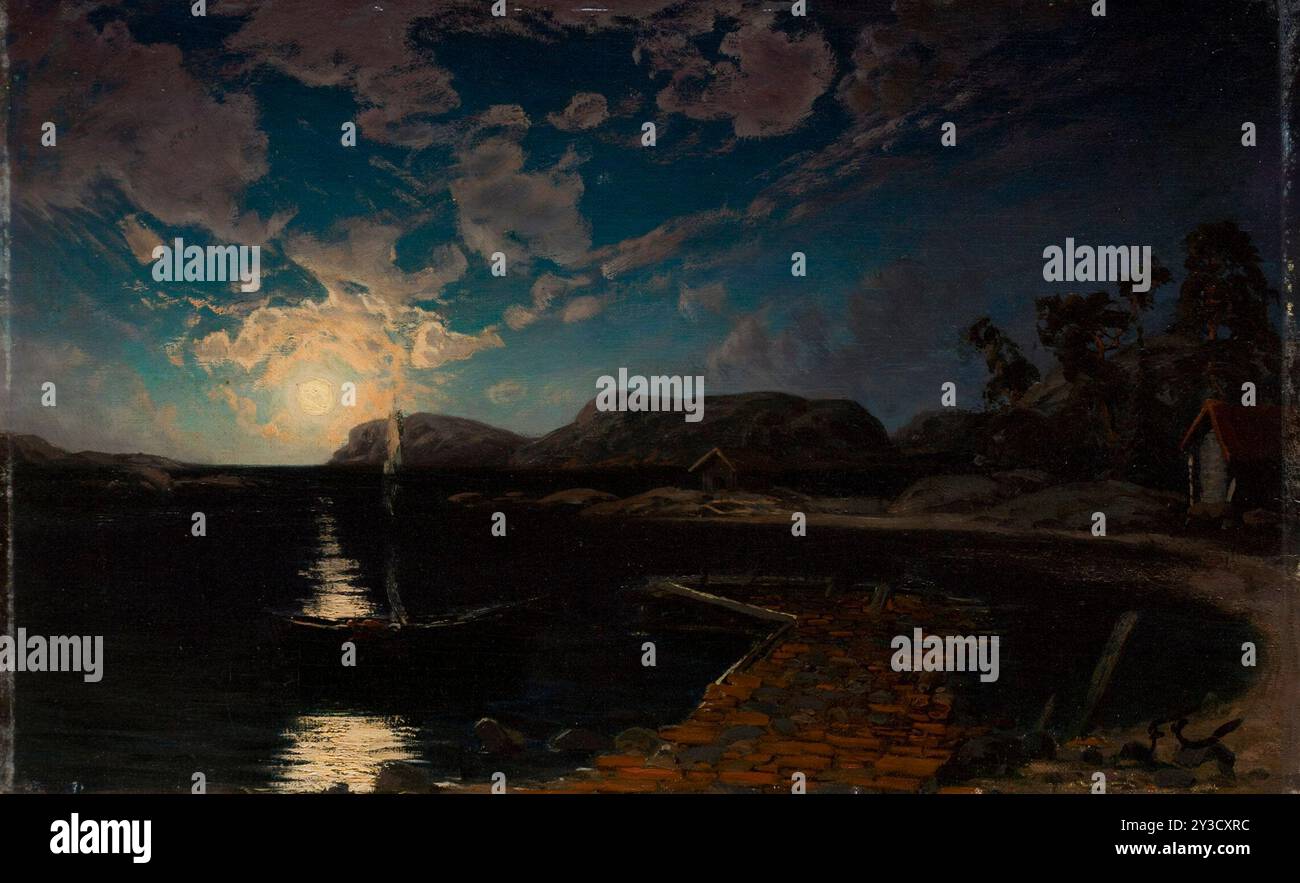 Landscape in Moonlight, 1878 Stock Photo - Alamy