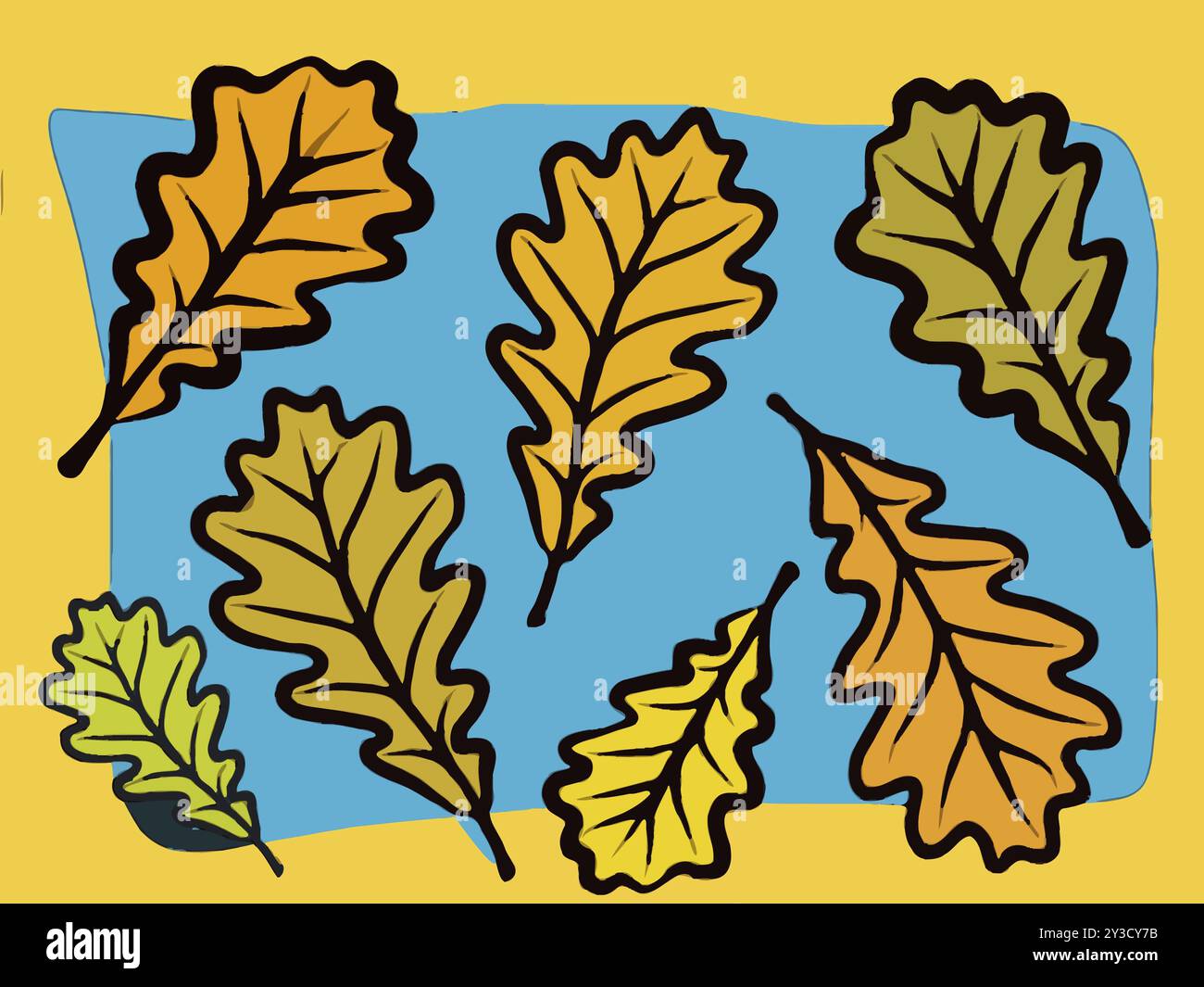 Modern autumn oak leaf design in bold colors Stock Photo - Alamy