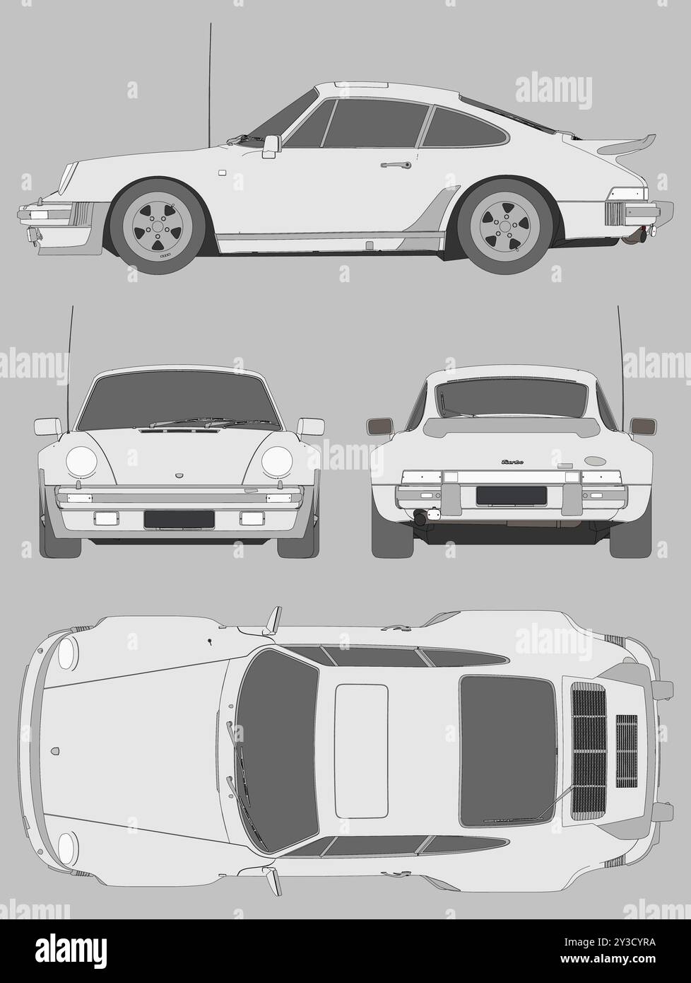 1975 Porsche 911 930 Turbo car blueprint This work is based on ...