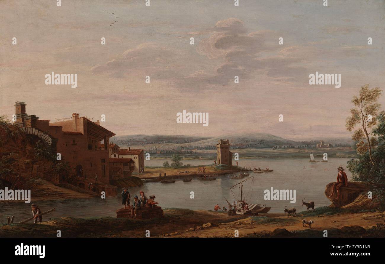 Italian harbour view, 1756 Stock Photo - Alamy