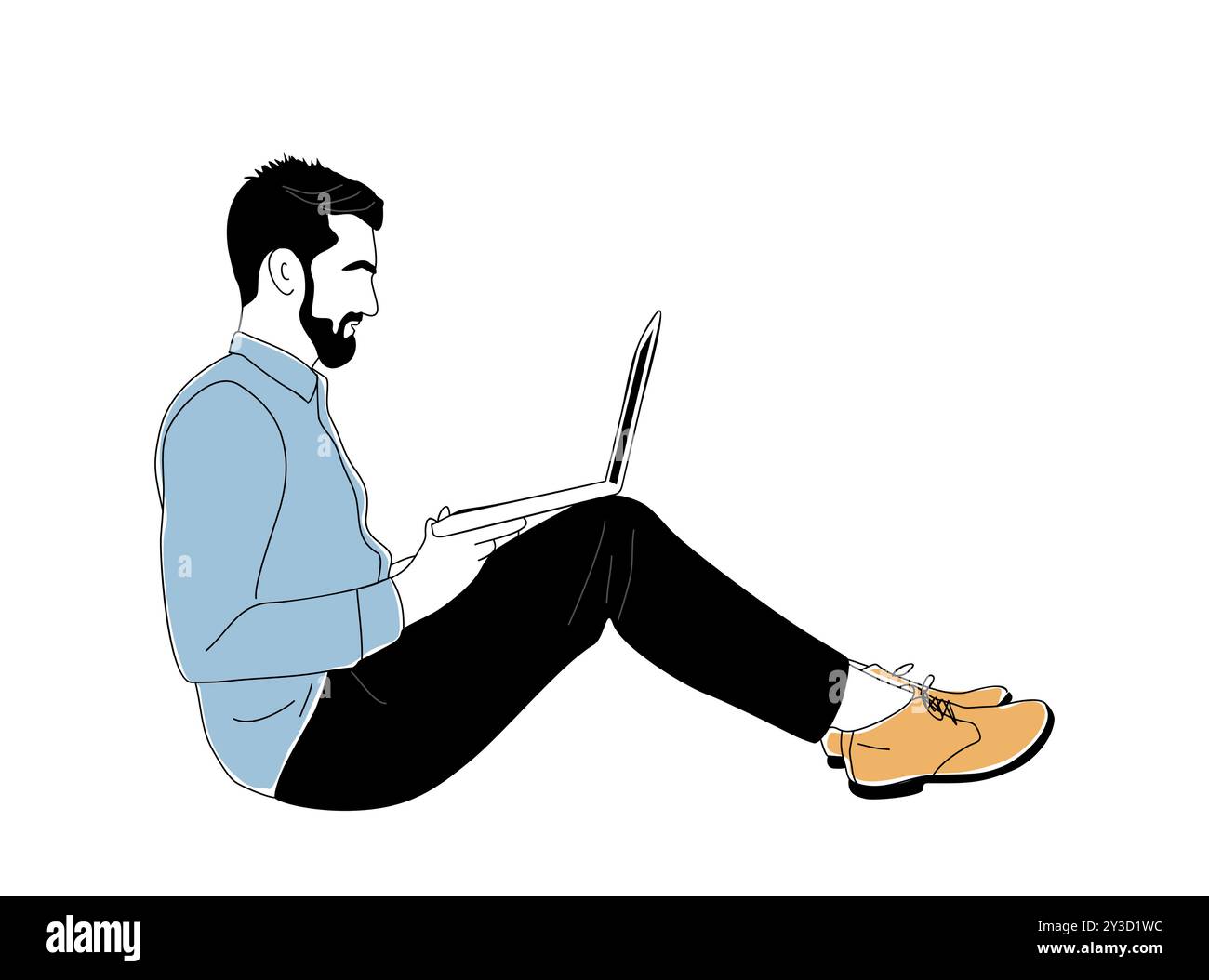 Side view young man sitting Stock Vector Images - Alamy
