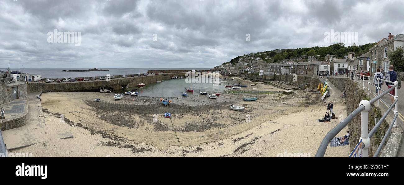 Panorama, harbour, Mousehole, England, UK Stock Photo - Alamy
