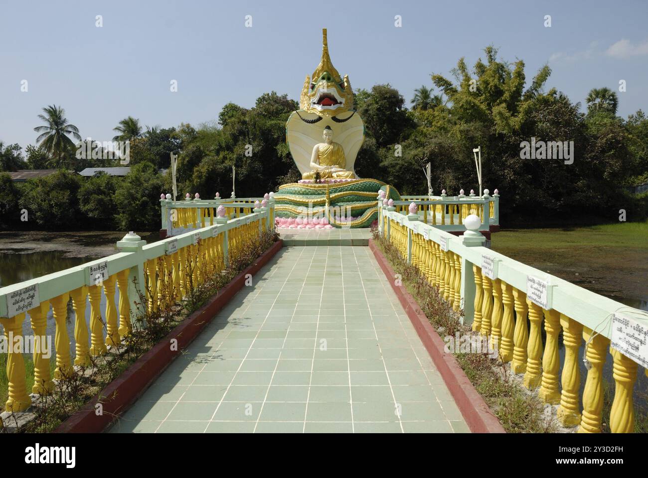 Naga snake with Buddha statue, Bago, Myanmar, Asia Stock Photo - Alamy