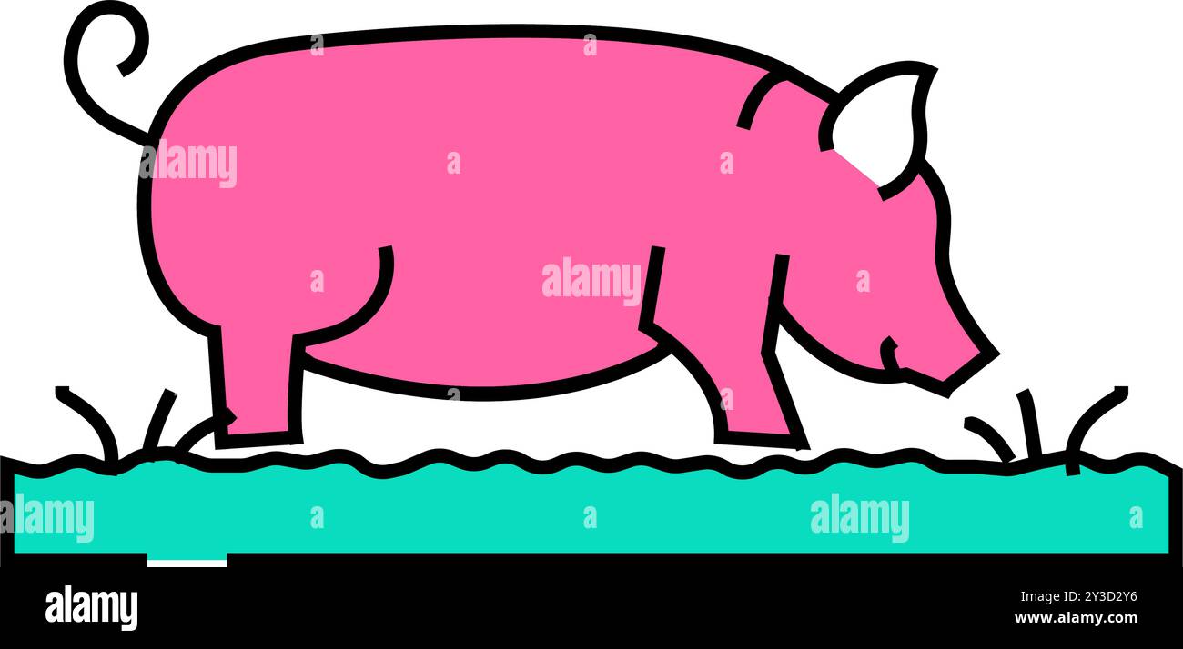 pig field animal icon color illustration Stock Vector Image & Art - Alamy