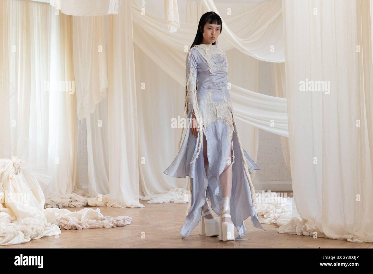 London, UK. Friday September 13, 2024. A model at the Dreaming Eli SS25 ...