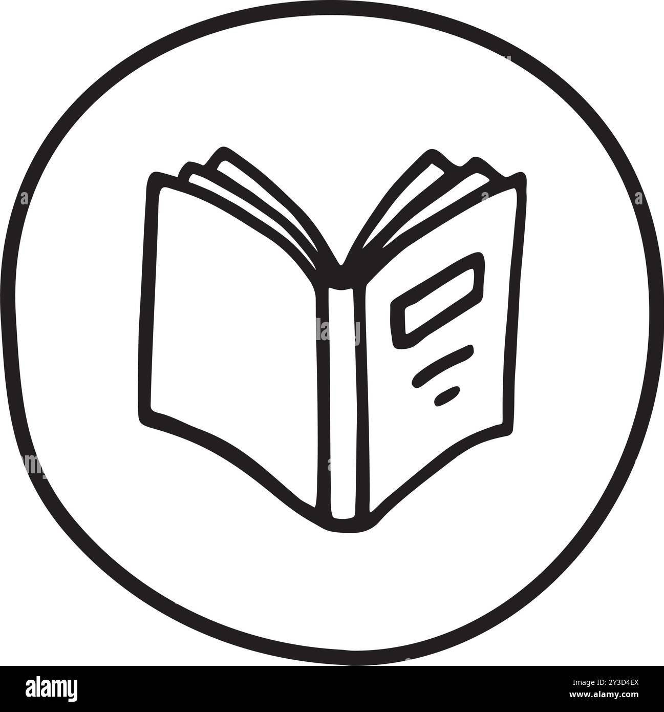 Doodle book icon handdrawn with ink pen. Knowledge and education symbol ...