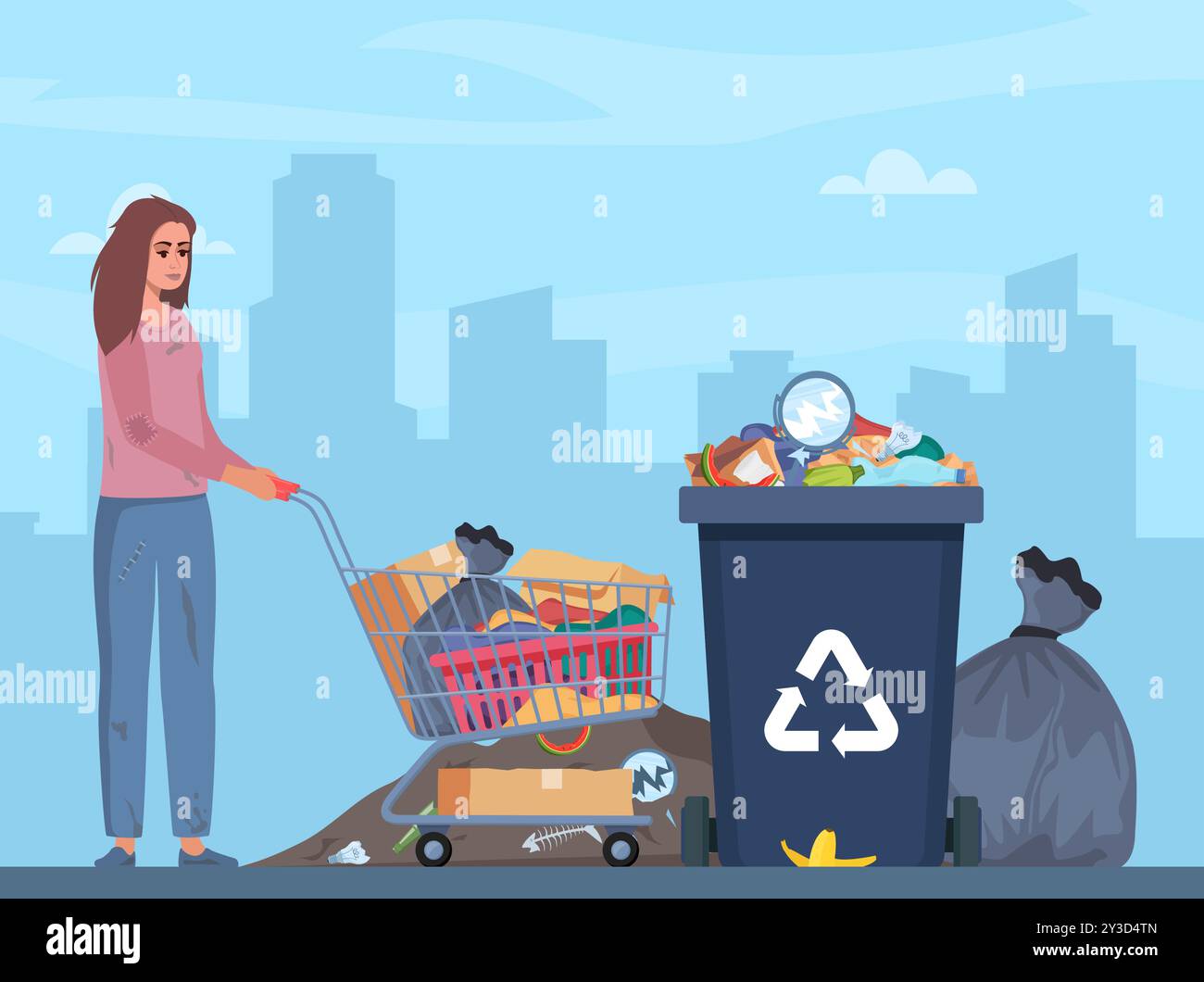 Homeless looking food in garbage Stock Vector Images - Alamy