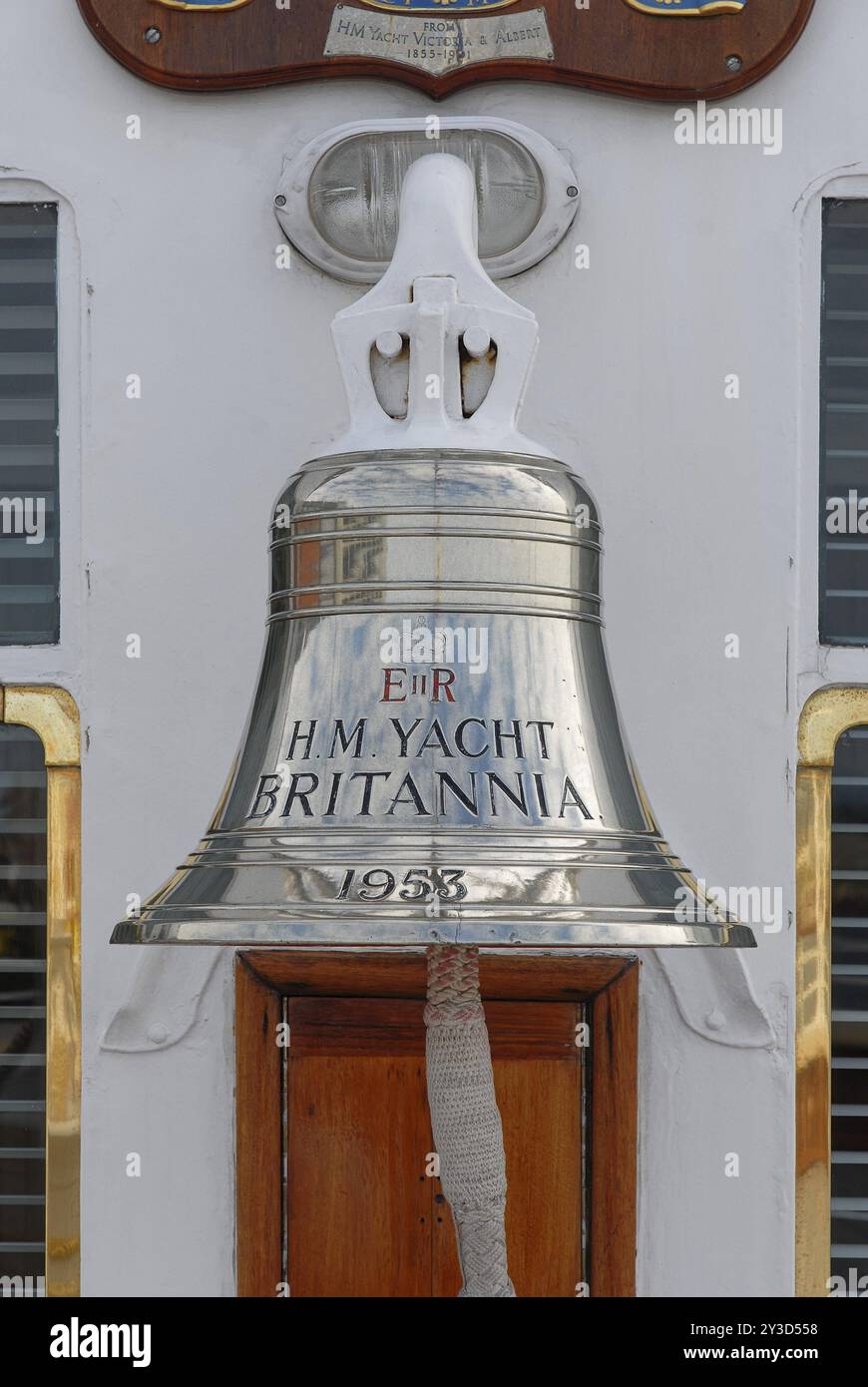 Ship's bell, Royal Yacht Britannia, Leith, Edinburgh, Scotland, Great ...