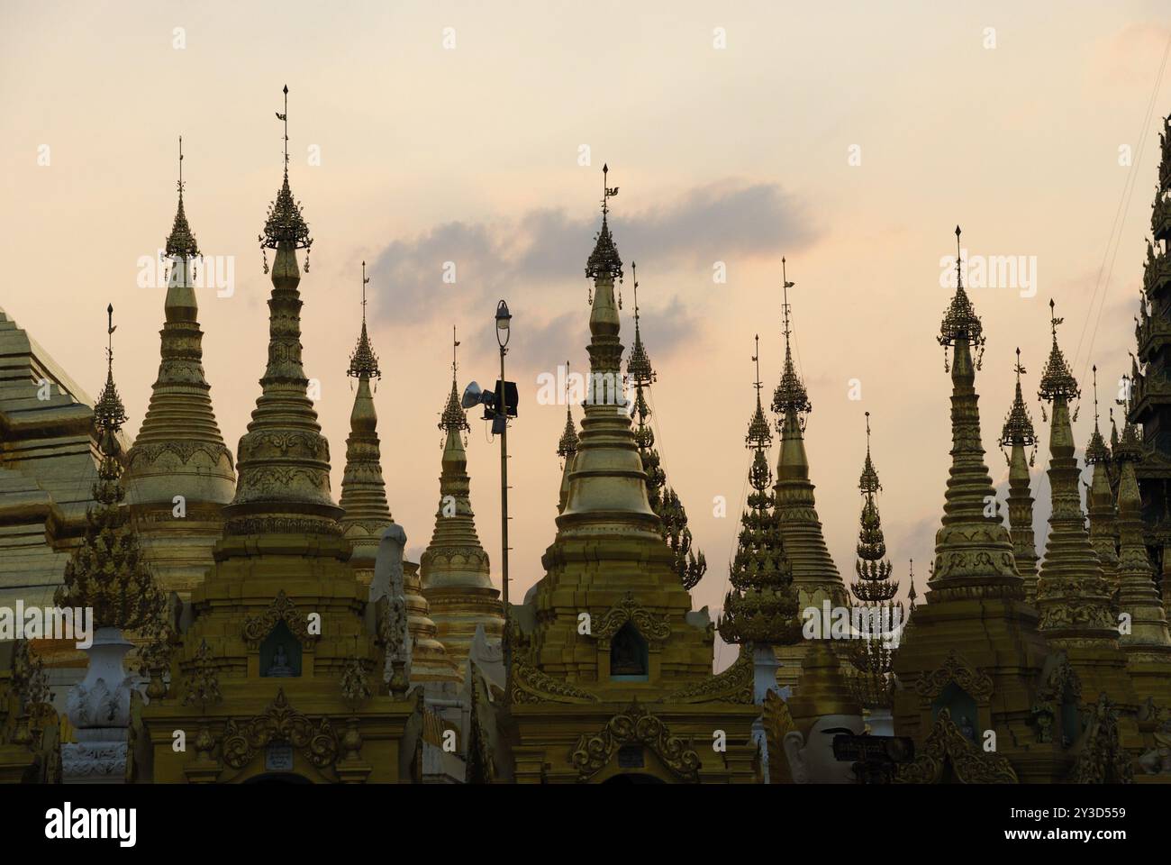Sunset at the Shwedagon Pagoda, Yangon, Myanmar, Asia Stock Photo - Alamy