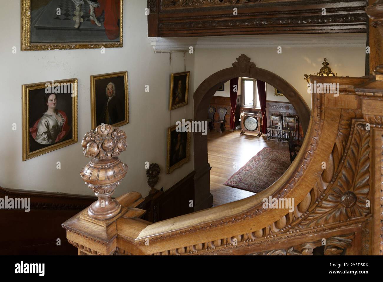 Interior view, Staircase, Dunster Castle, Dunster, England, Great ...