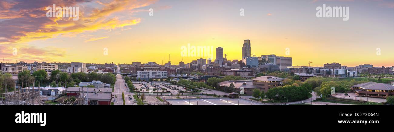 Omaha, Nebraska, USA downtown city skyline panorama at dusk Stock Photo ...