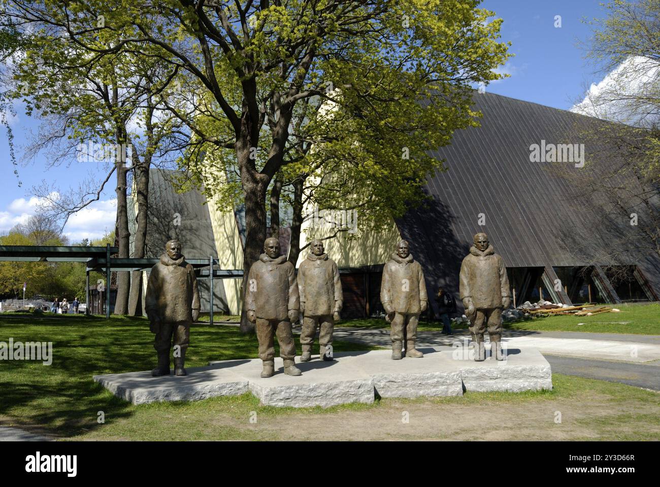 Monument to the polar explorers in front of the Fram Museum, Bygdoey ...