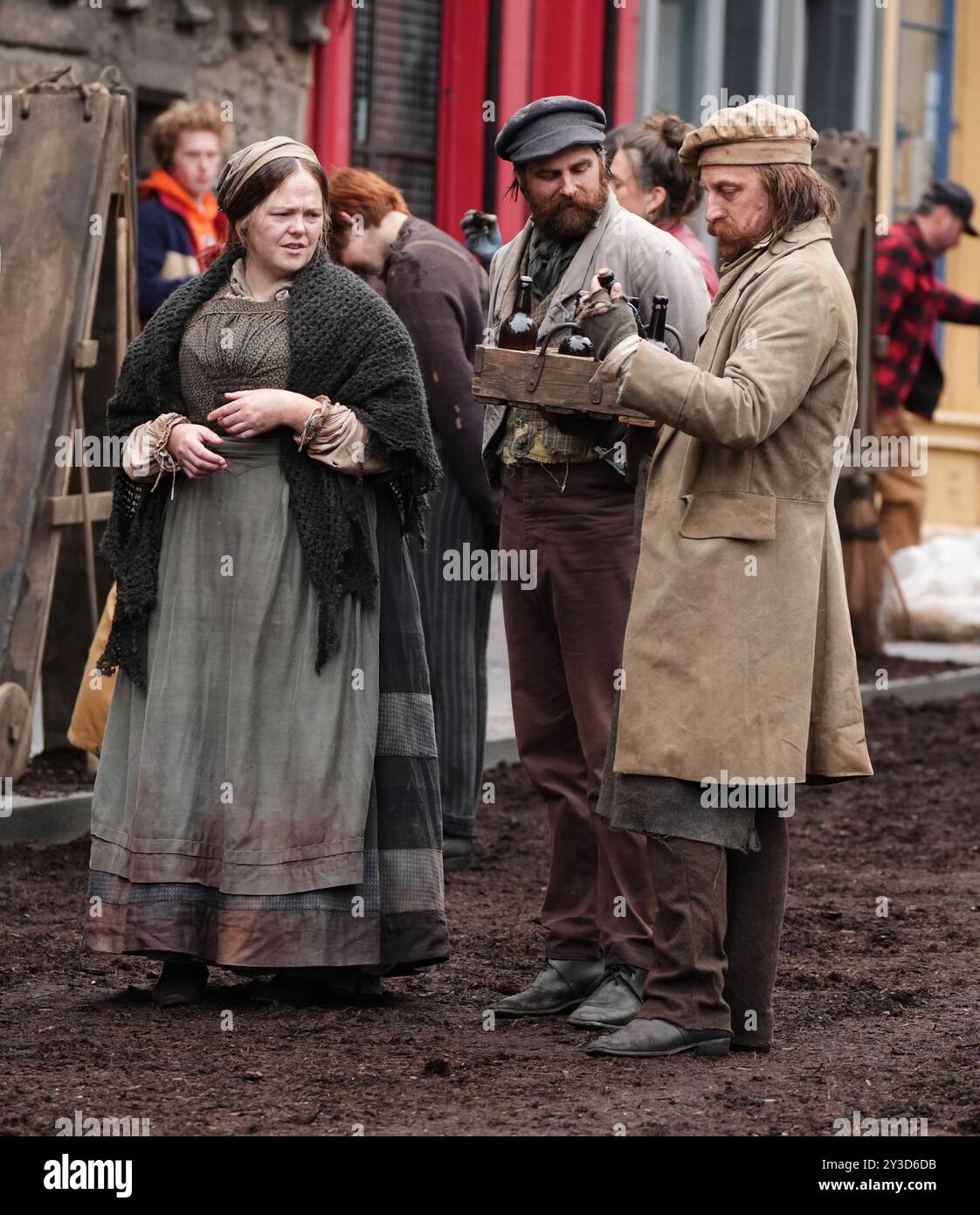 Cast extras on set during the filming of Guillermo del Toro's ...