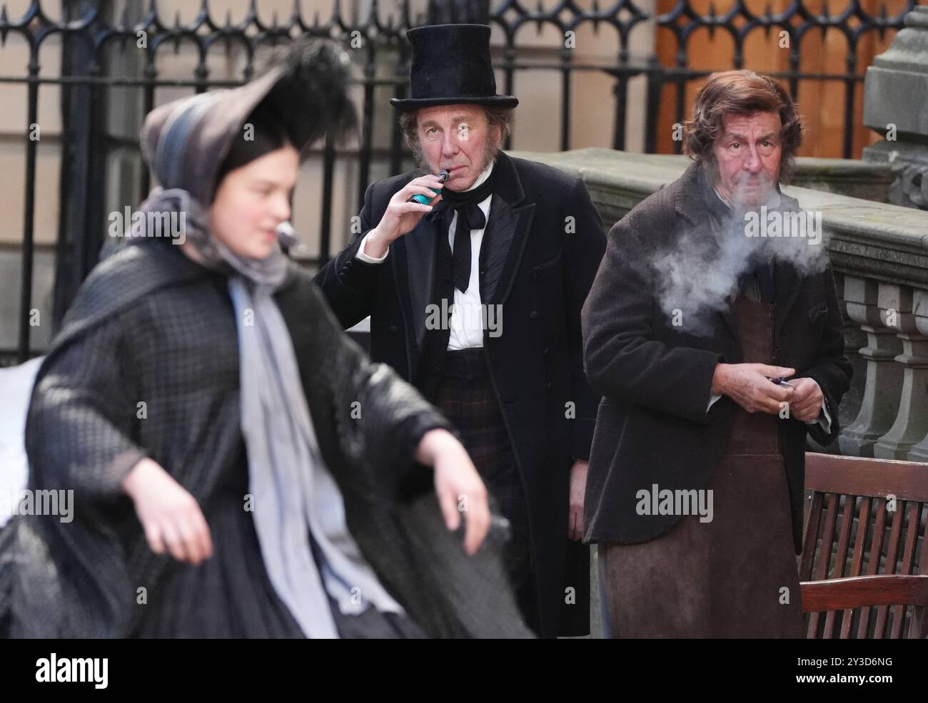 Cast extras on set during the filming of Guillermo del Toro's ...