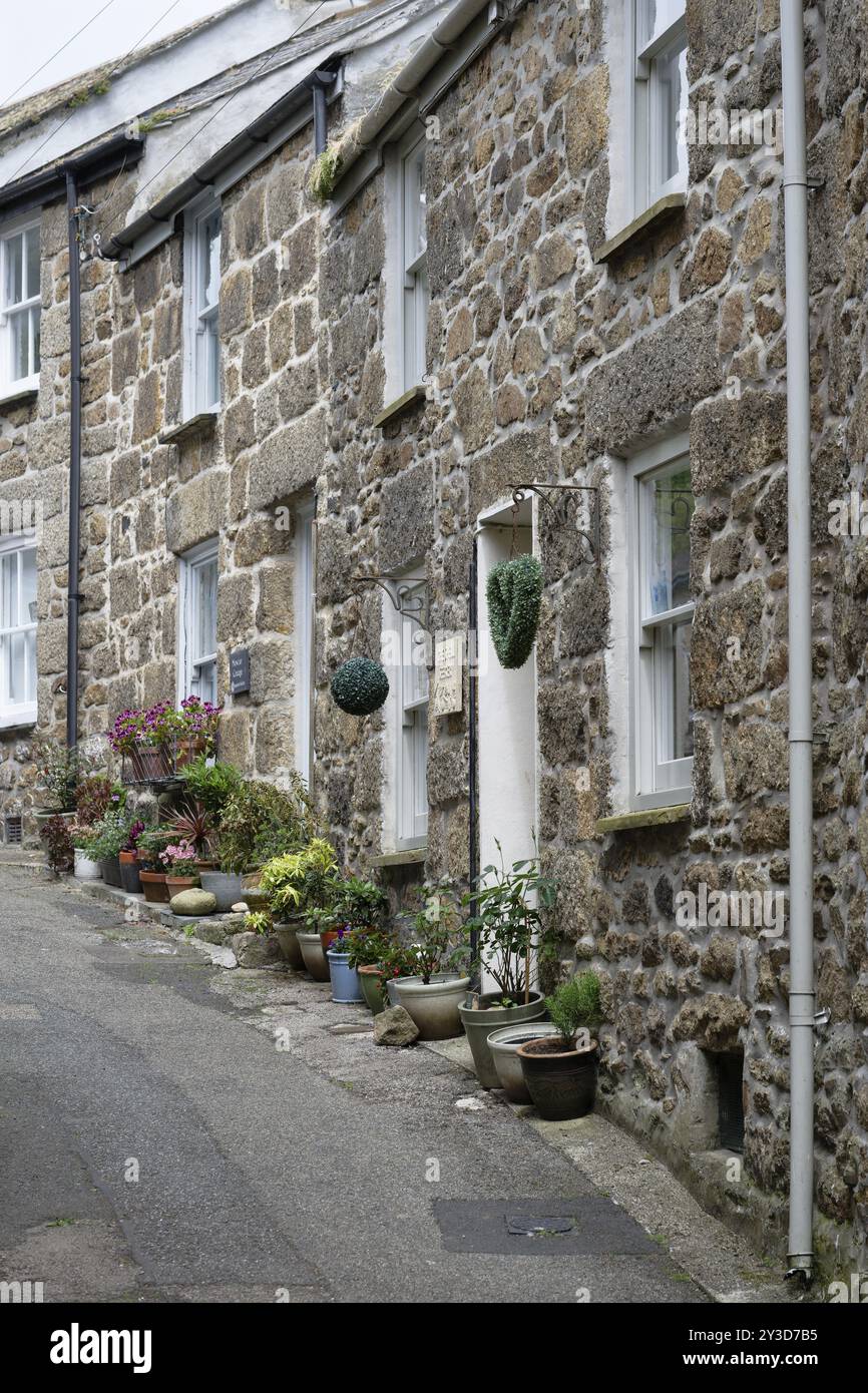 Chapel Street, alley in the old town, Mousehole, England, Great Britain ...