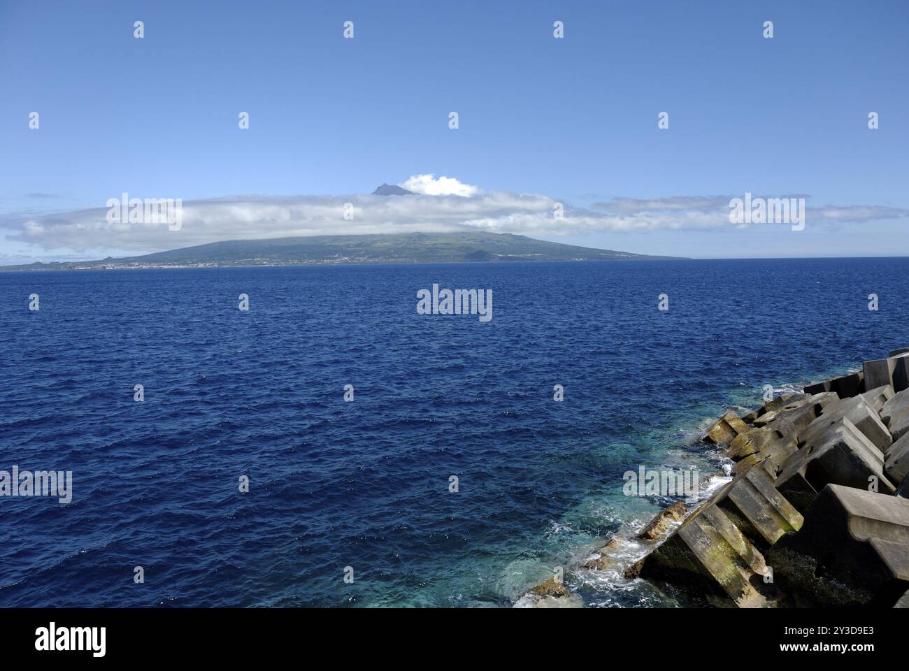 View of Pico from the pier in Horta, Faial Stock Photo - Alamy