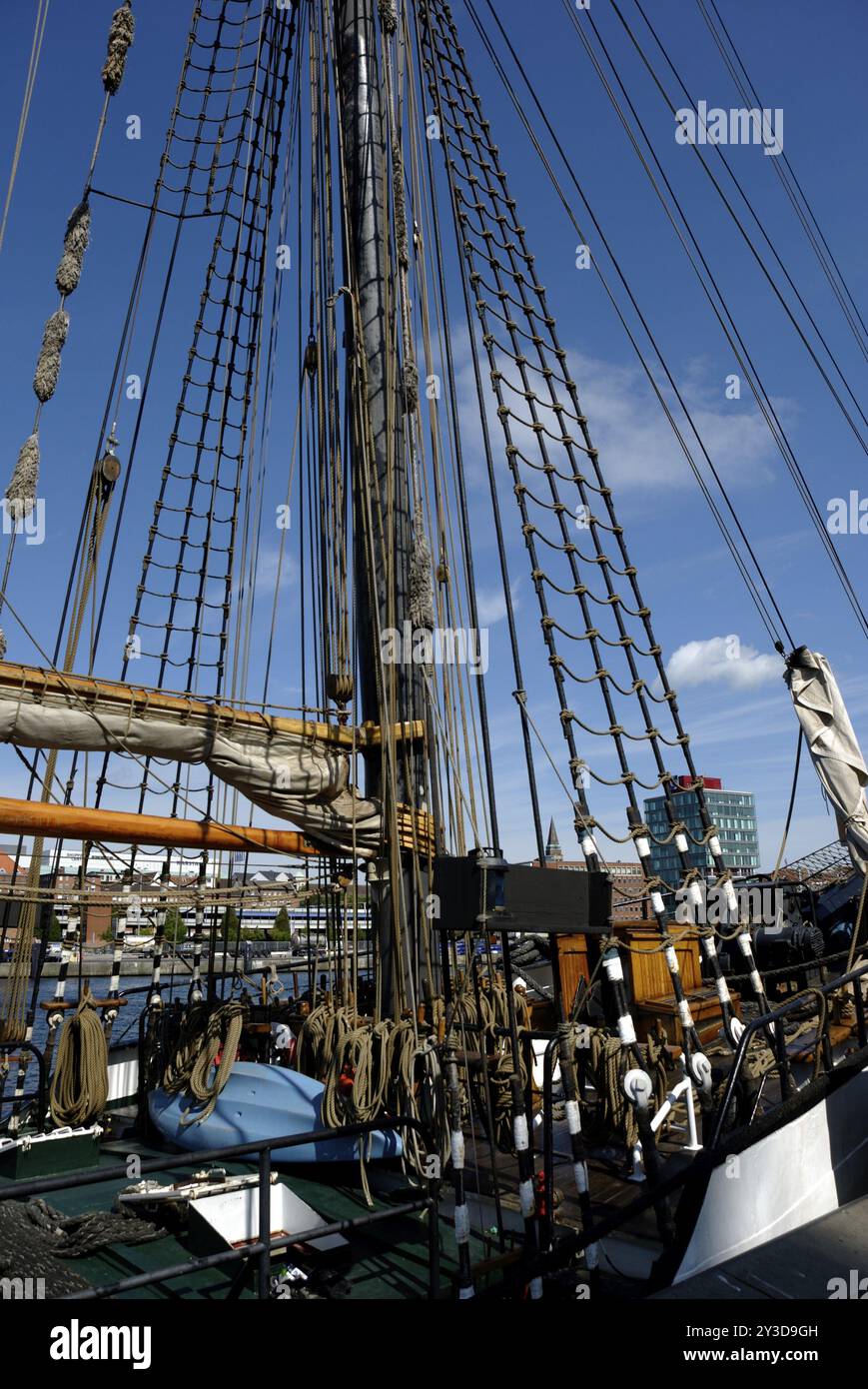 Rigging of a traditional sailing ship, Kiel, Schleswig-Holstein ...