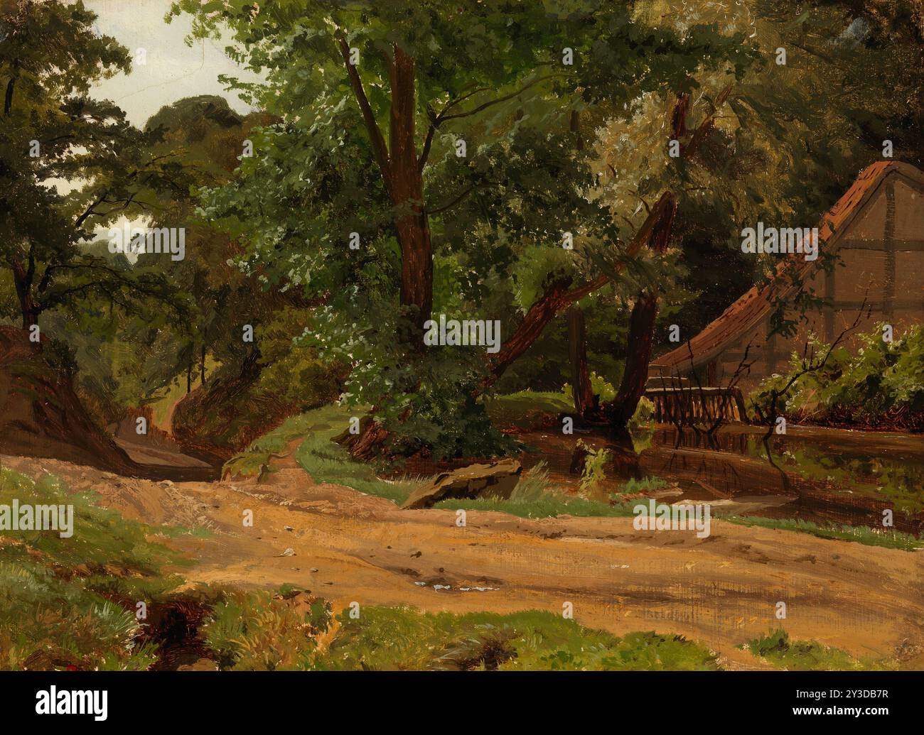 A road and a building in a landscape, 1855 Stock Photo - Alamy