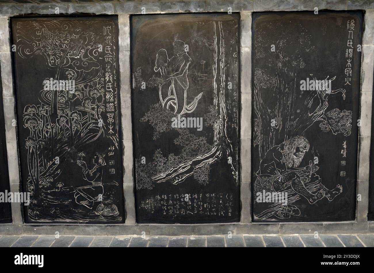 Paintings on Stone Tablets at Bai Wang Shan Forest Park, Beijing, China ...