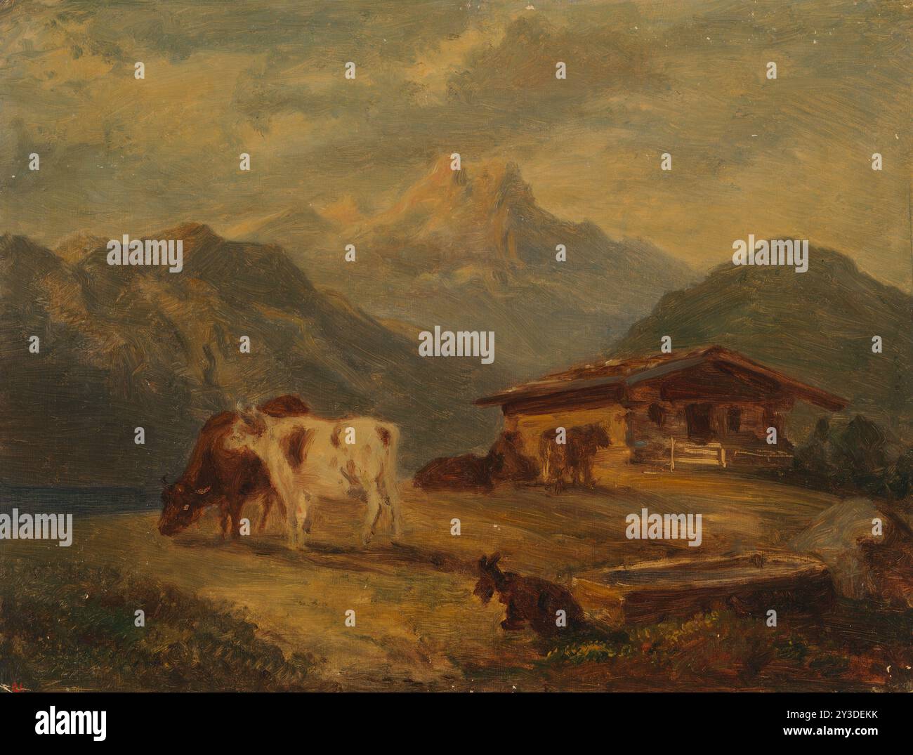 A cattle house in the Bavarian Alps, 1873 Stock Photo - Alamy
