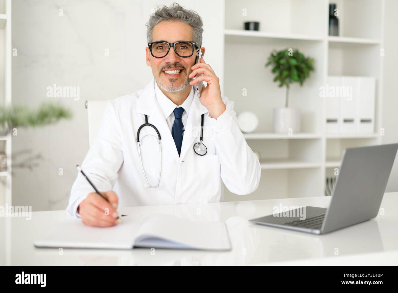 The grey-haired doctor exhibits a confident demeanor, speaking on the ...