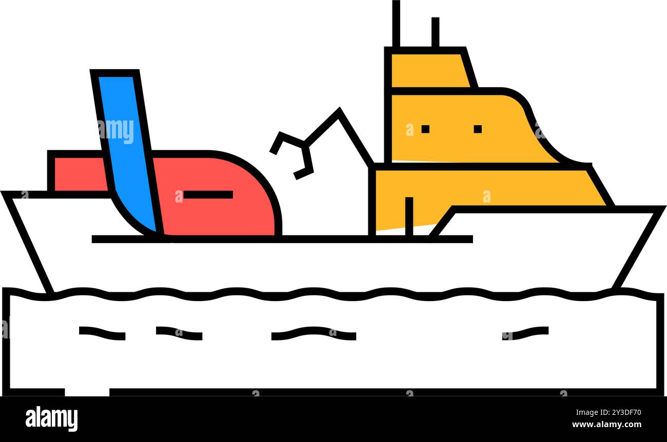 oceanographic research vessel icon color illustration Stock Vector ...