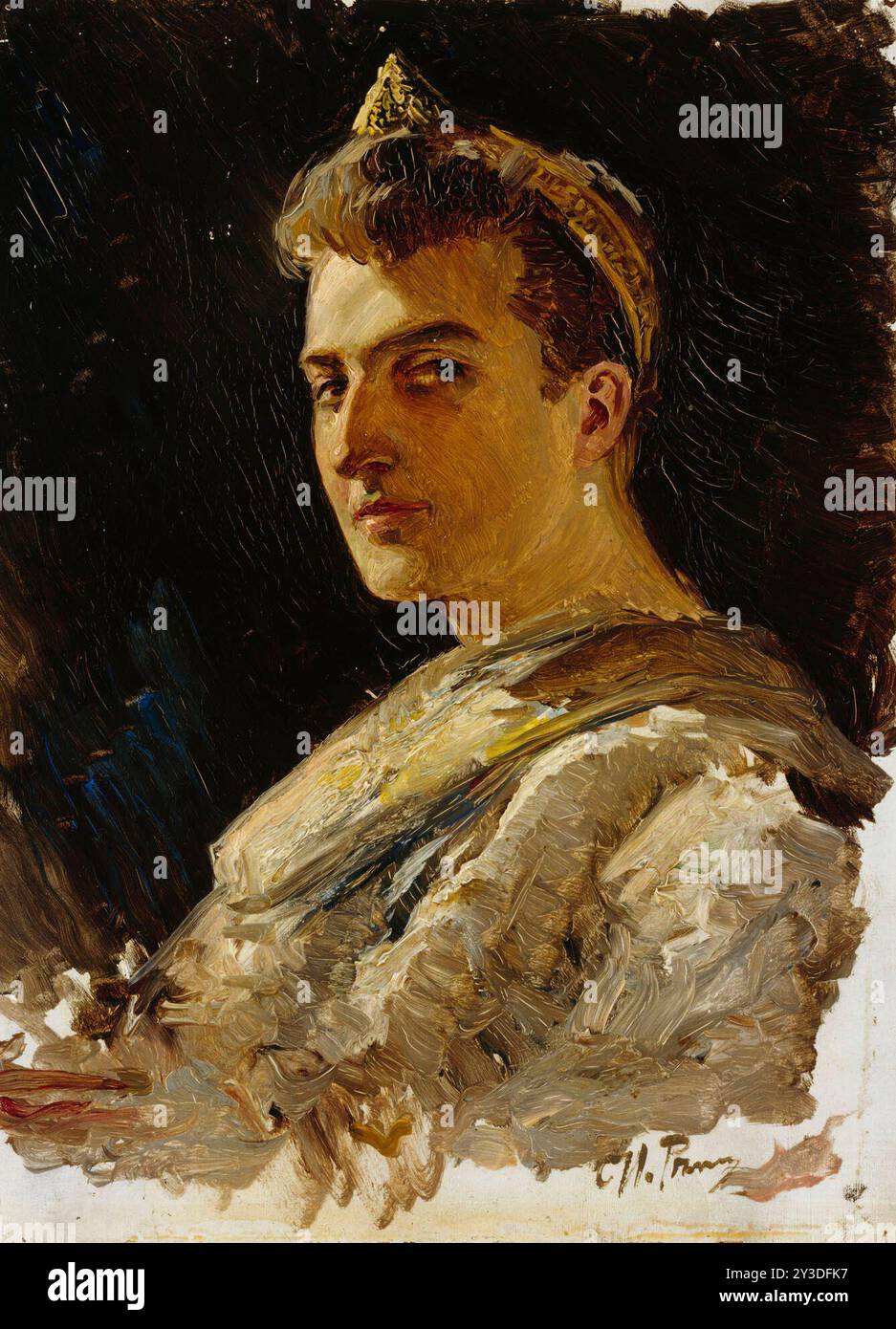 Man Wearing a Historical Costume with Tiara Stock Photo - Alamy