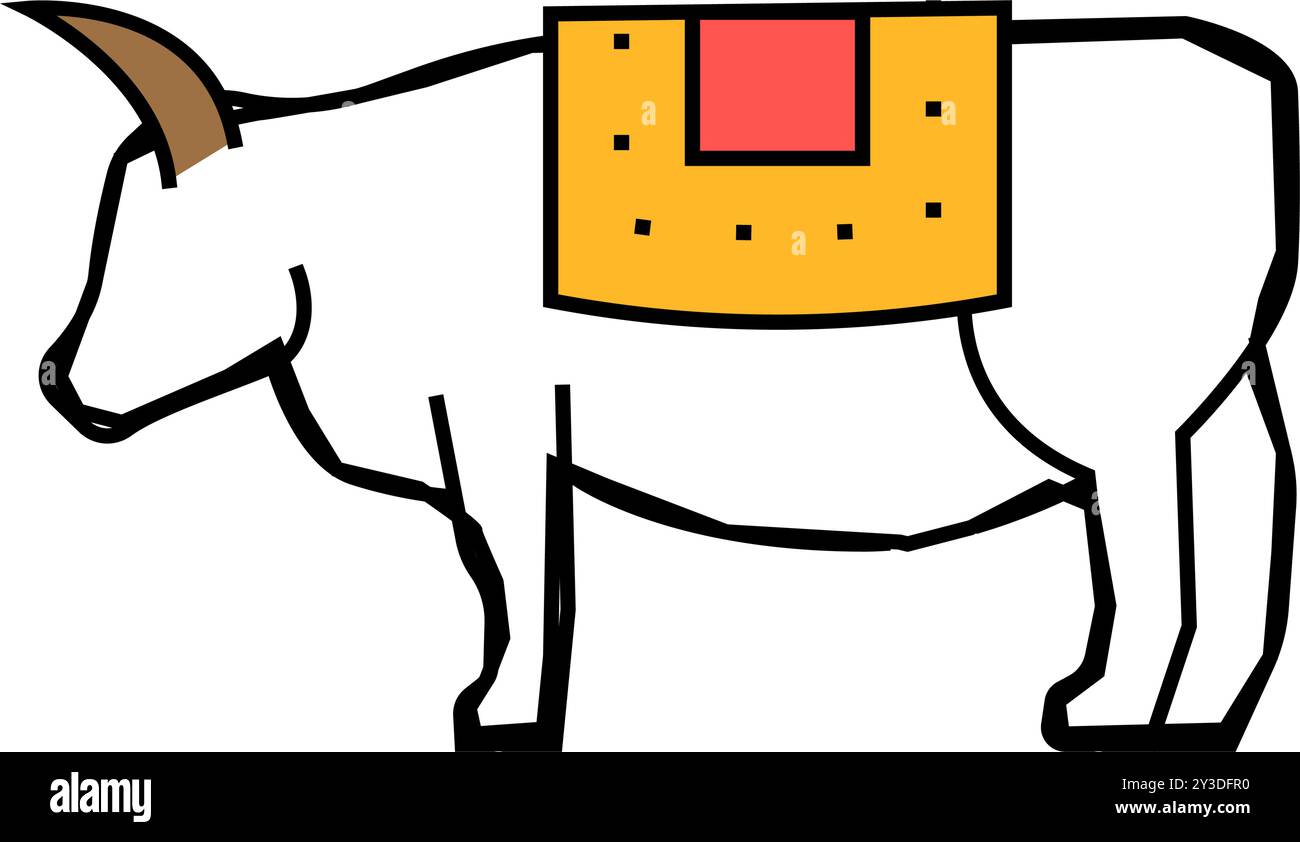 cow sacred animal hinduism icon color illustration Stock Vector Image ...