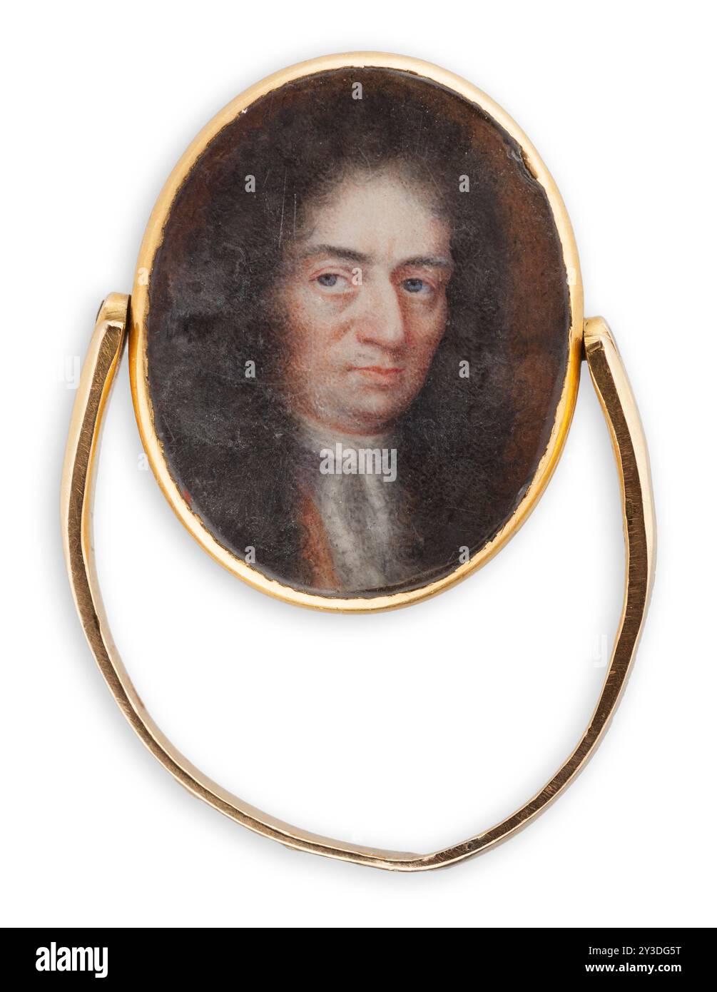 Two portraits of men mounted on signet ring, 1667-1717 Stock Photo - Alamy