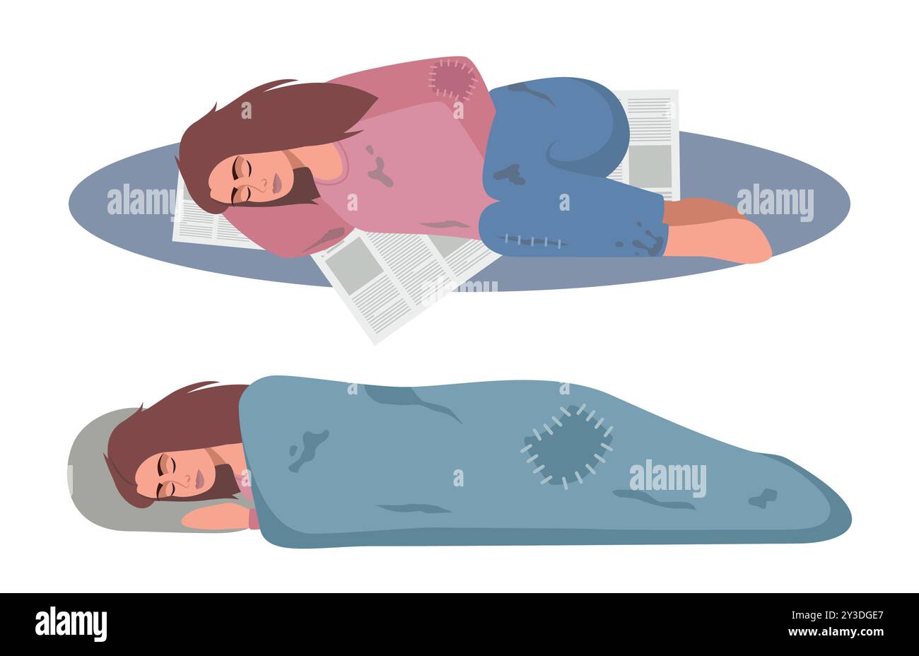 Homeless poor woman sleeping on street floor, needy girl lying on ...