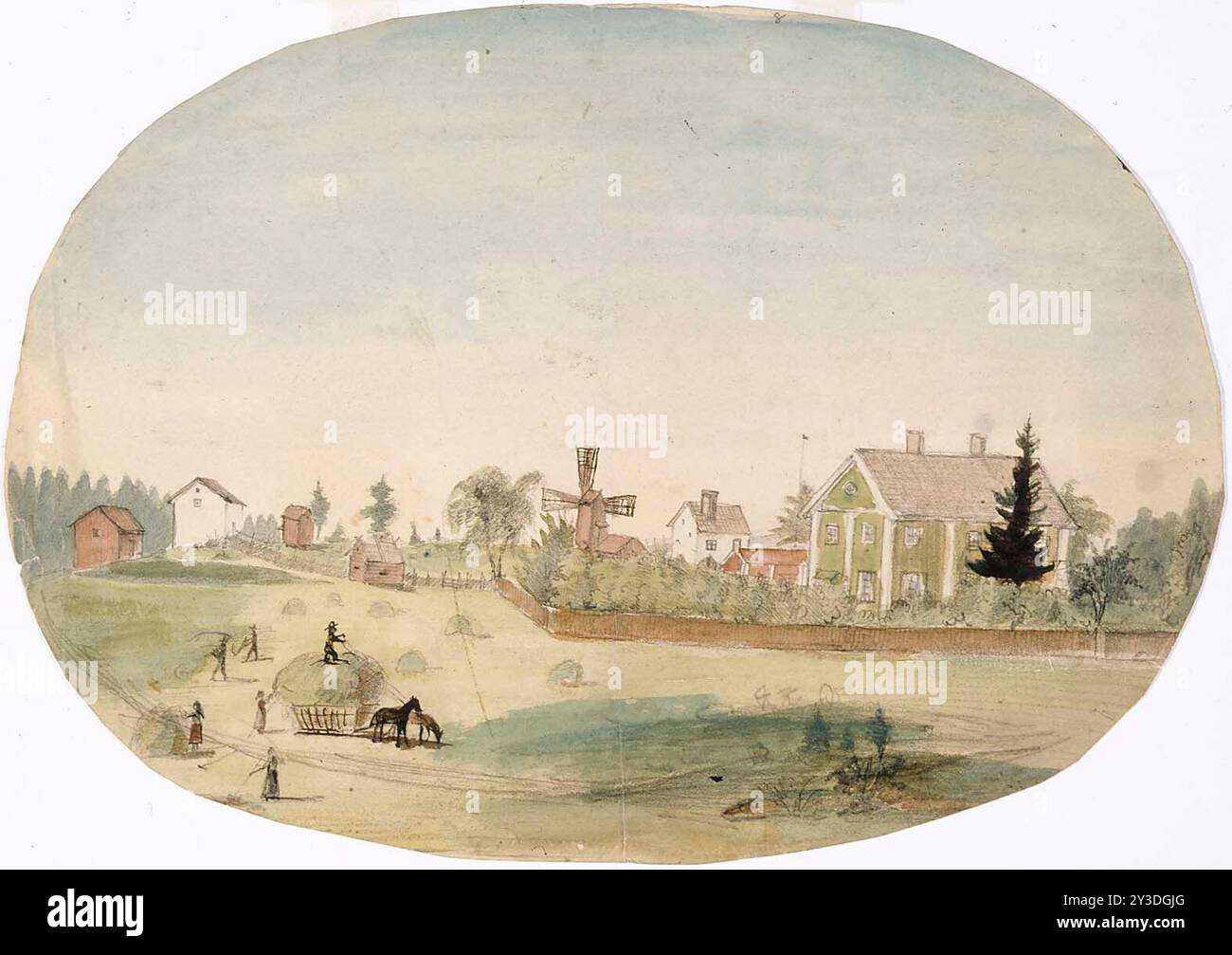 Making hay in front of the farmhouse, 1850-1855 Stock Photo - Alamy