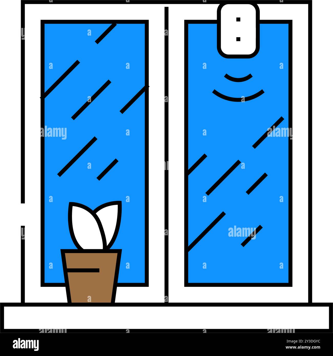 smart window sensor home icon color illustration Stock Vector Image ...