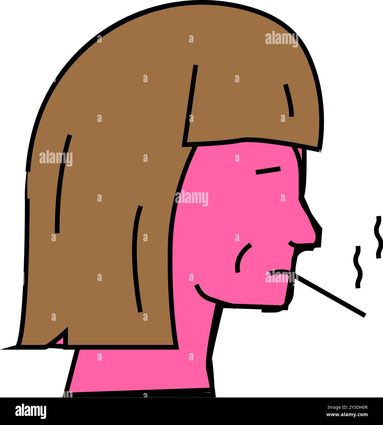 female smoking cigarette icon color illustration Stock Vector Image ...