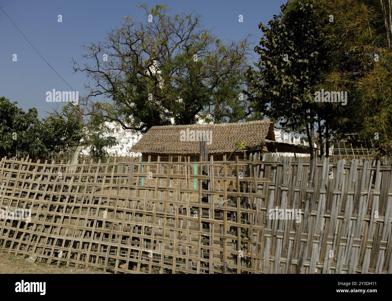 Woven fence in Mingun, Myanmar, Asia Stock Photo - Alamy