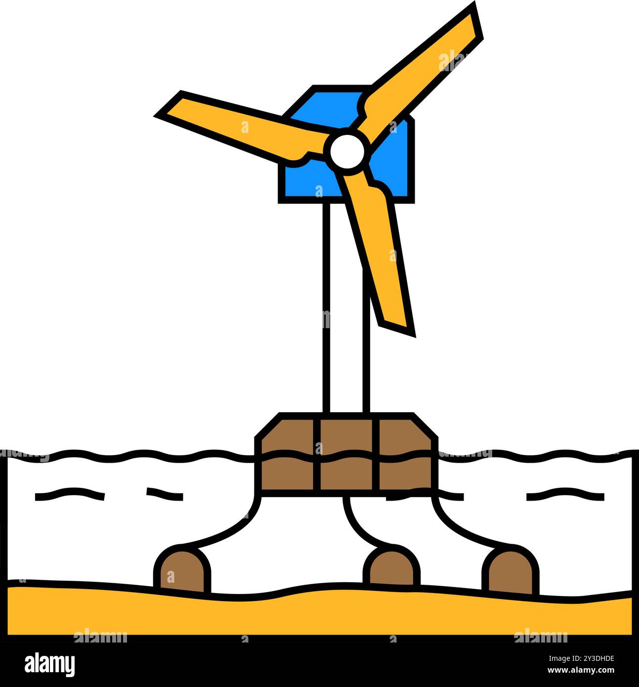 floating wind turbine icon color illustration Stock Vector Image & Art ...