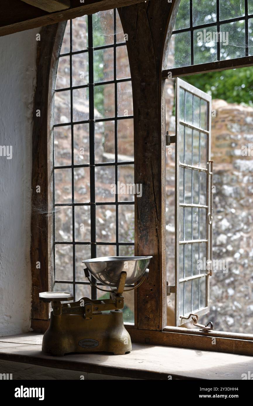 Interior view, scales, Watermill, Dunster Castle, Dunster, England ...