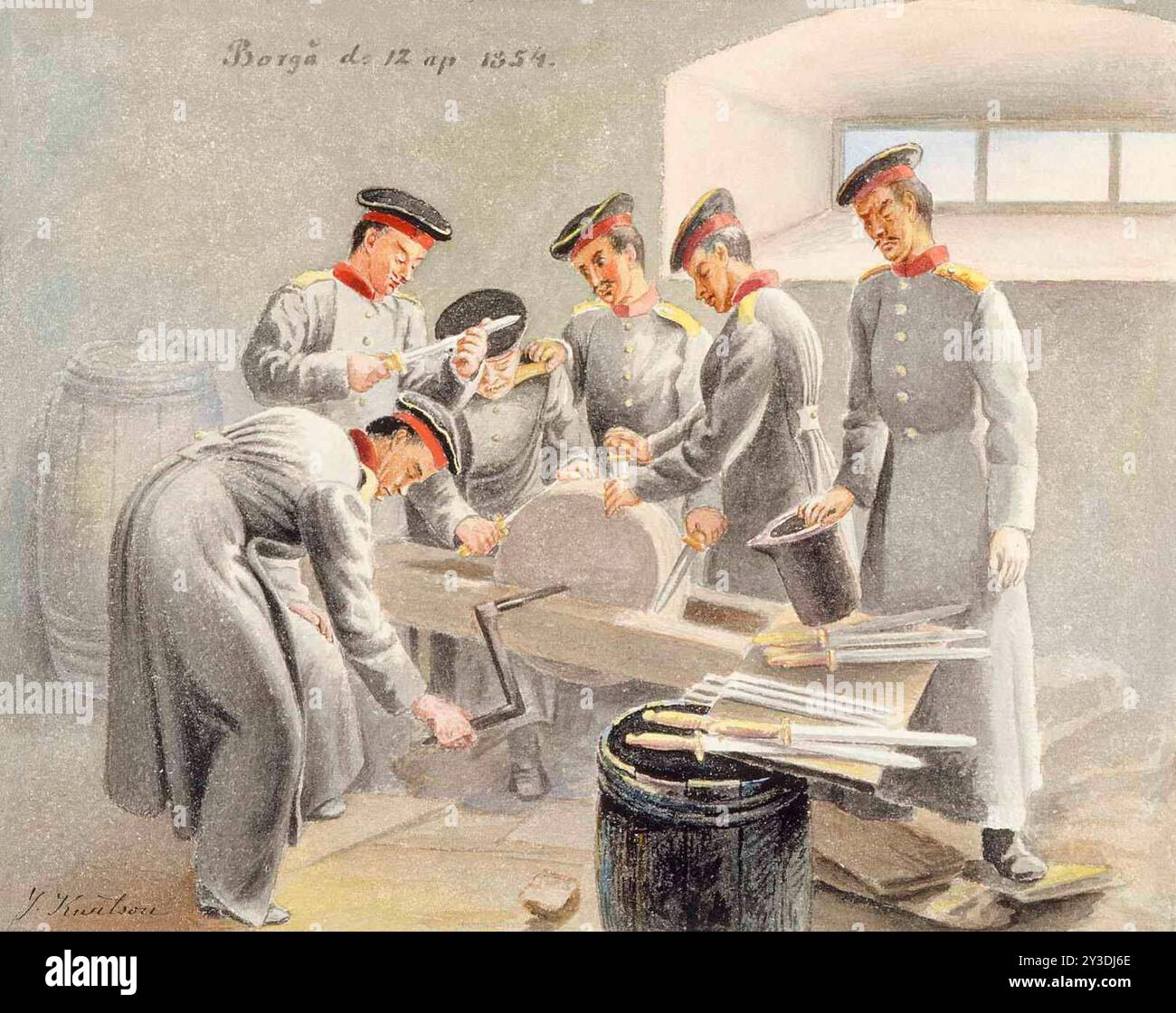 Sharpening swords, 1854 Stock Photo - Alamy