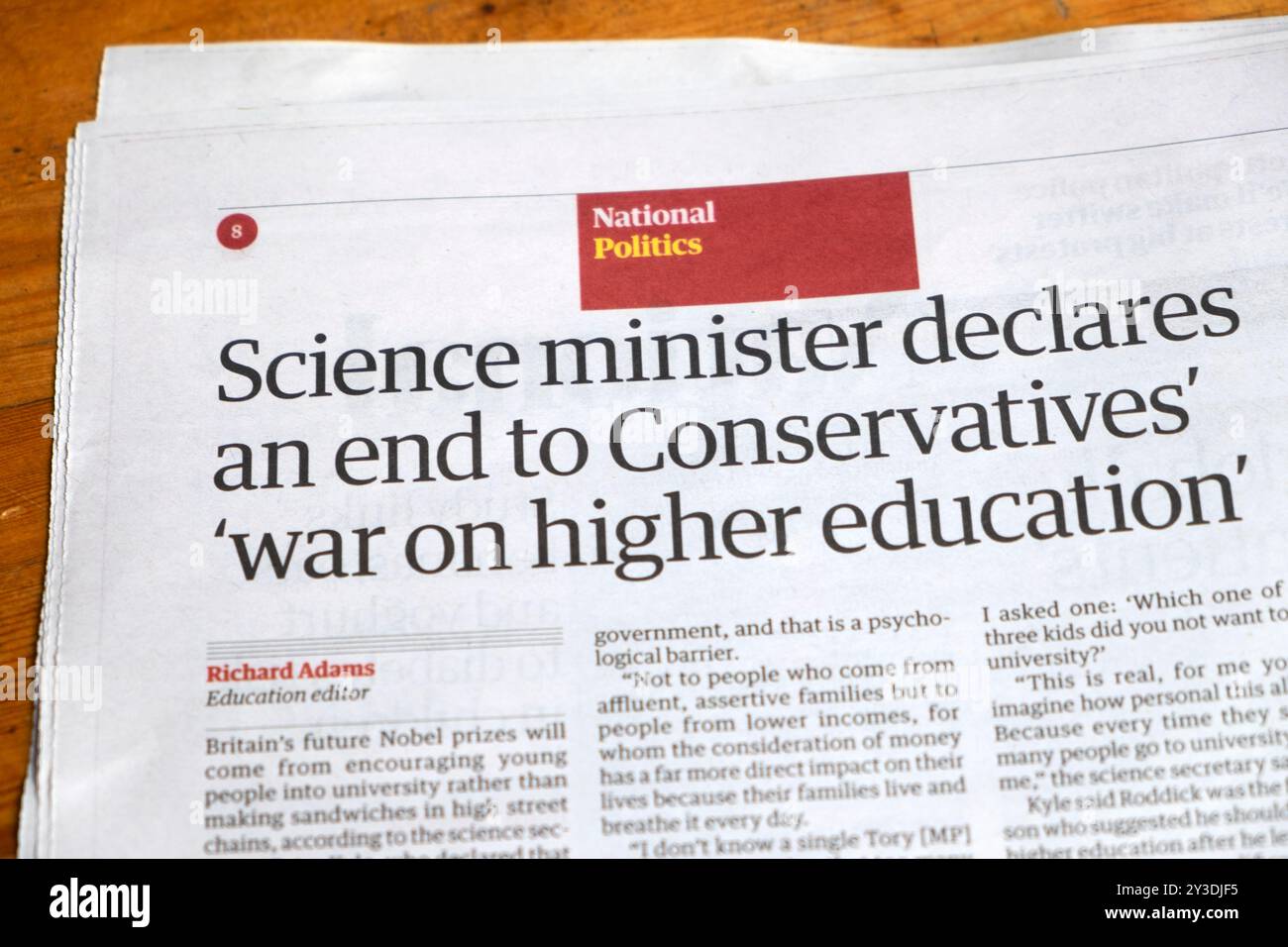 'Science minister declares an end to (Tory) Conservatives' 'war on ...