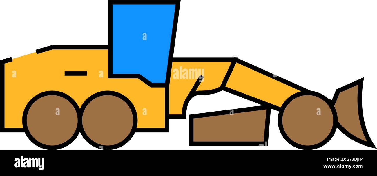 grader machine construction vehicle icon color illustration Stock ...