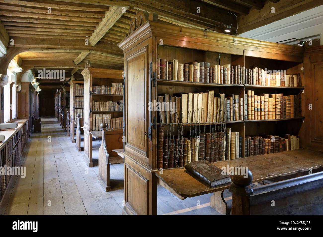 Interior view, Cathedral Library, Wells Cathedral, Wells, England ...
