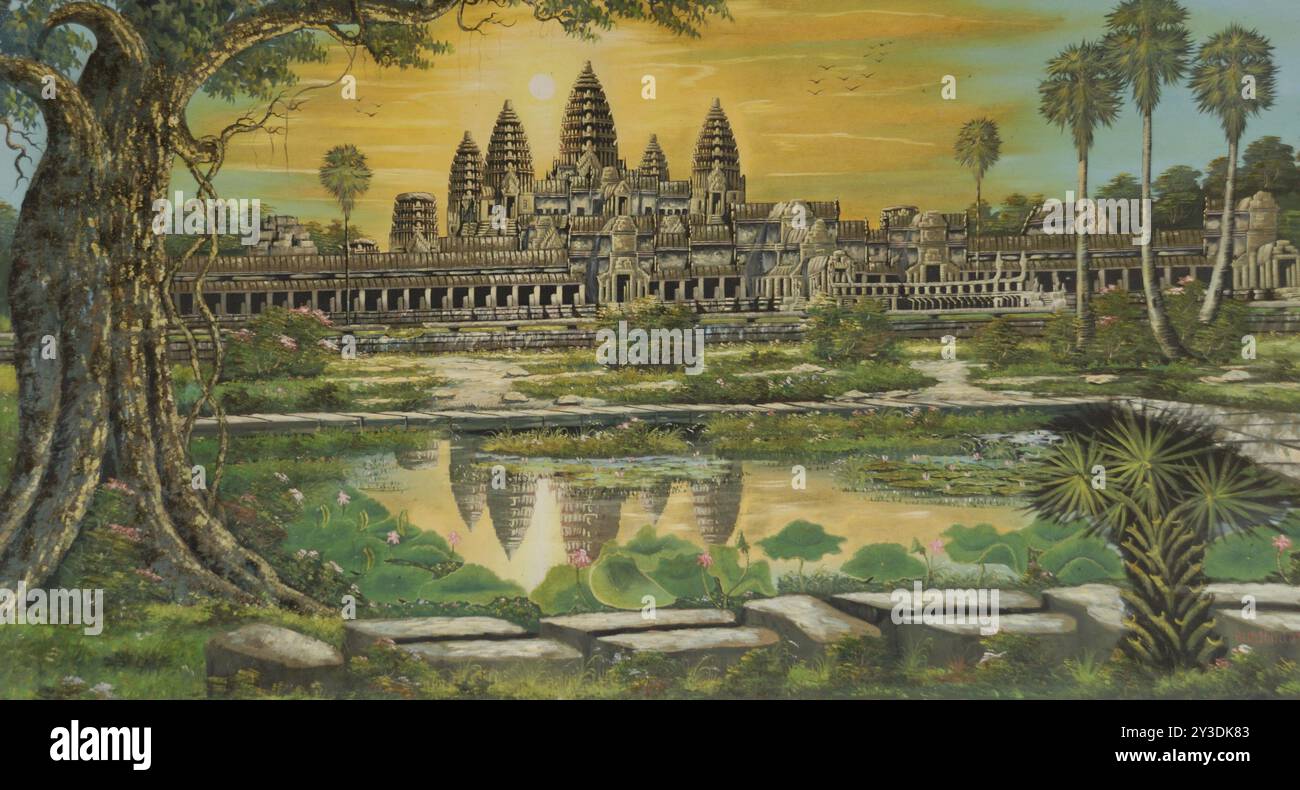 Angkor wat temple drawing hi-res stock photography and images - Alamy